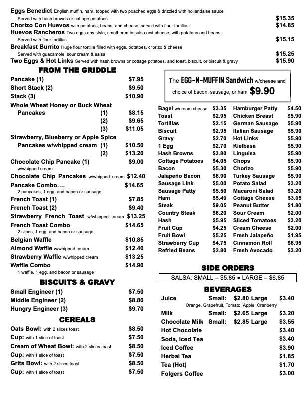 The Train Depot Menu – The Train Depot