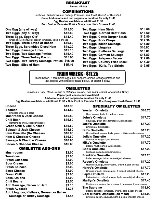 The Train Depot Menu – The Train Depot